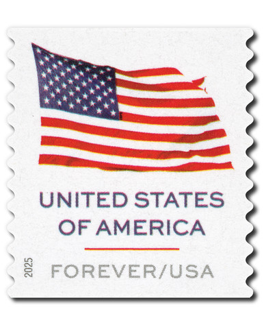 6018 - 2025 First-Class Forever Stamp - Flag (APU coil stamp) - Mystic ...