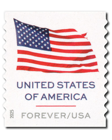 6017 - 2025 First-Class Forever Stamp - Flag (APU coil stamp) - Mystic ...