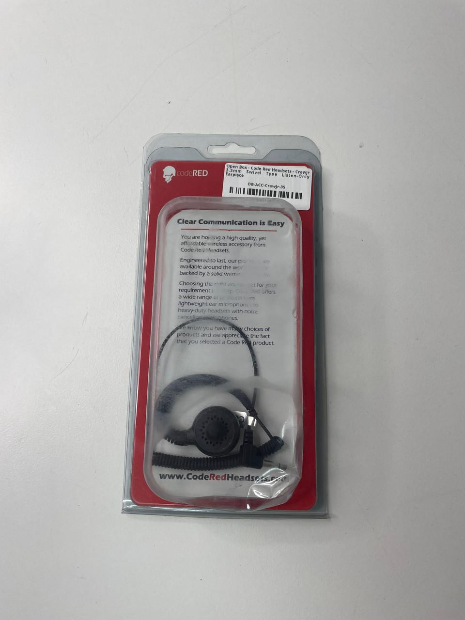 Open Box - Code Red Headsets CrewJr 3.5mm Swivel Type Listen-Only Earpiece