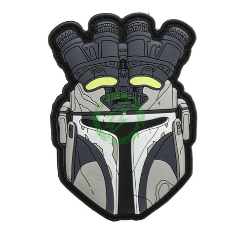 Tactical Hostyle GITD Mando White Visor PVC Velcro Morale Patch