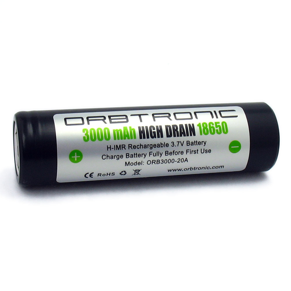 35A 18650 High Drain Battery 3000mAh IMR Orbtronic USA