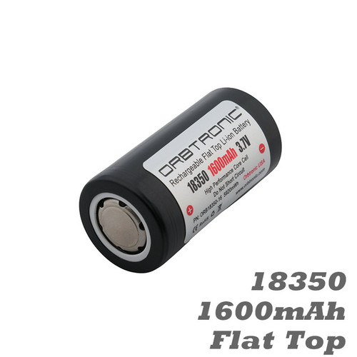 18350 Li-ion 1600mAh Battery Highest Capacity Flat Top Unprotected ...