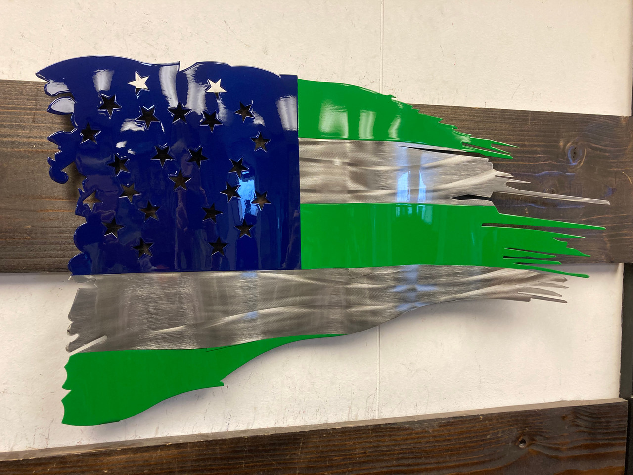 NYPD Battle Worn Flag 24"x14" - Metal Worx Inc