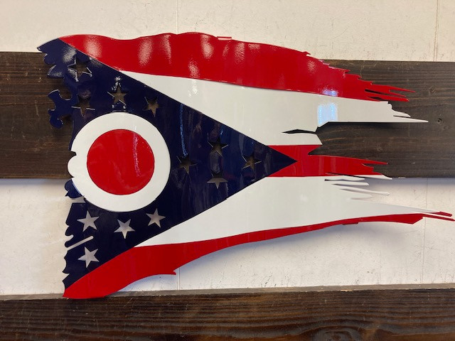 24" Painted Ohio State Flag - Metal Worx Inc