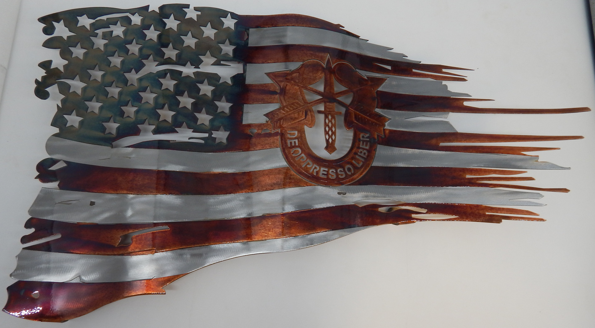 Laser & Custom Made Battle Worn Flag Art | Metal Worx