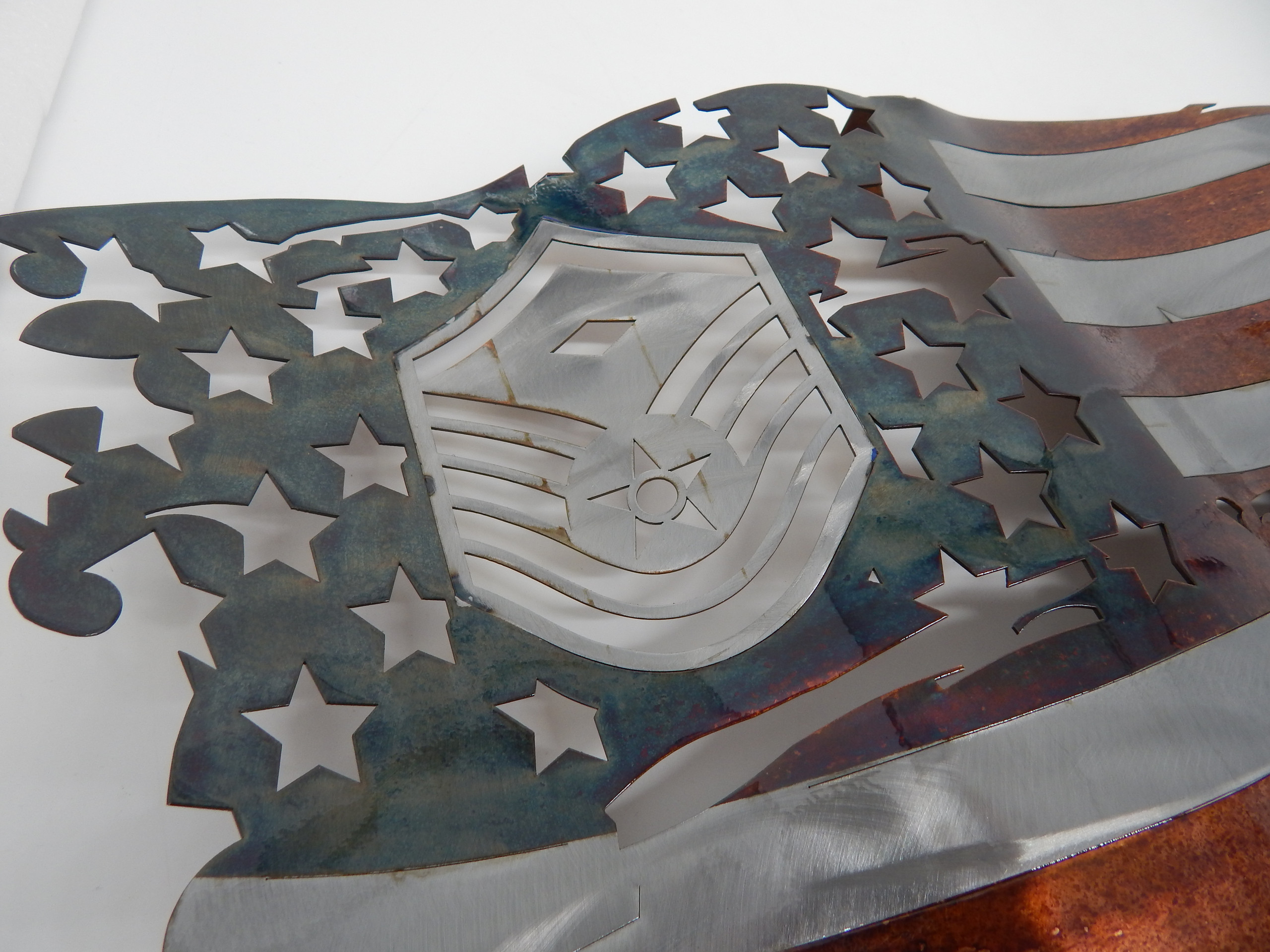 USAF Chief Master sergeant 24" x 14" Patina Battle Worn Flag - Metal ...