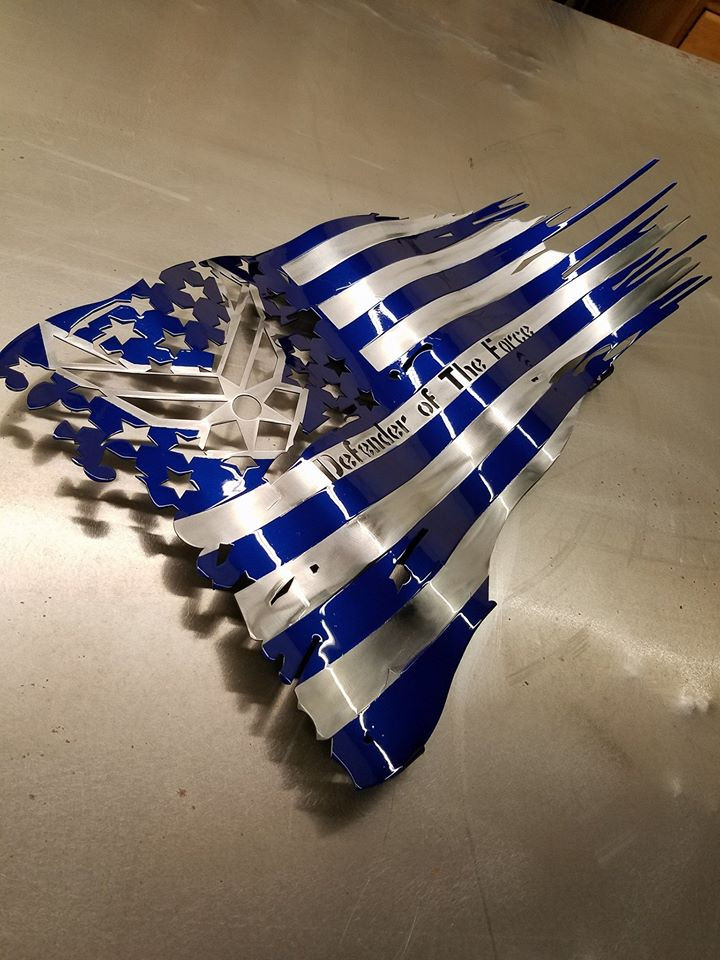 USAF 24" X 14" Painted Battle Worn Flag - Metal Worx Inc