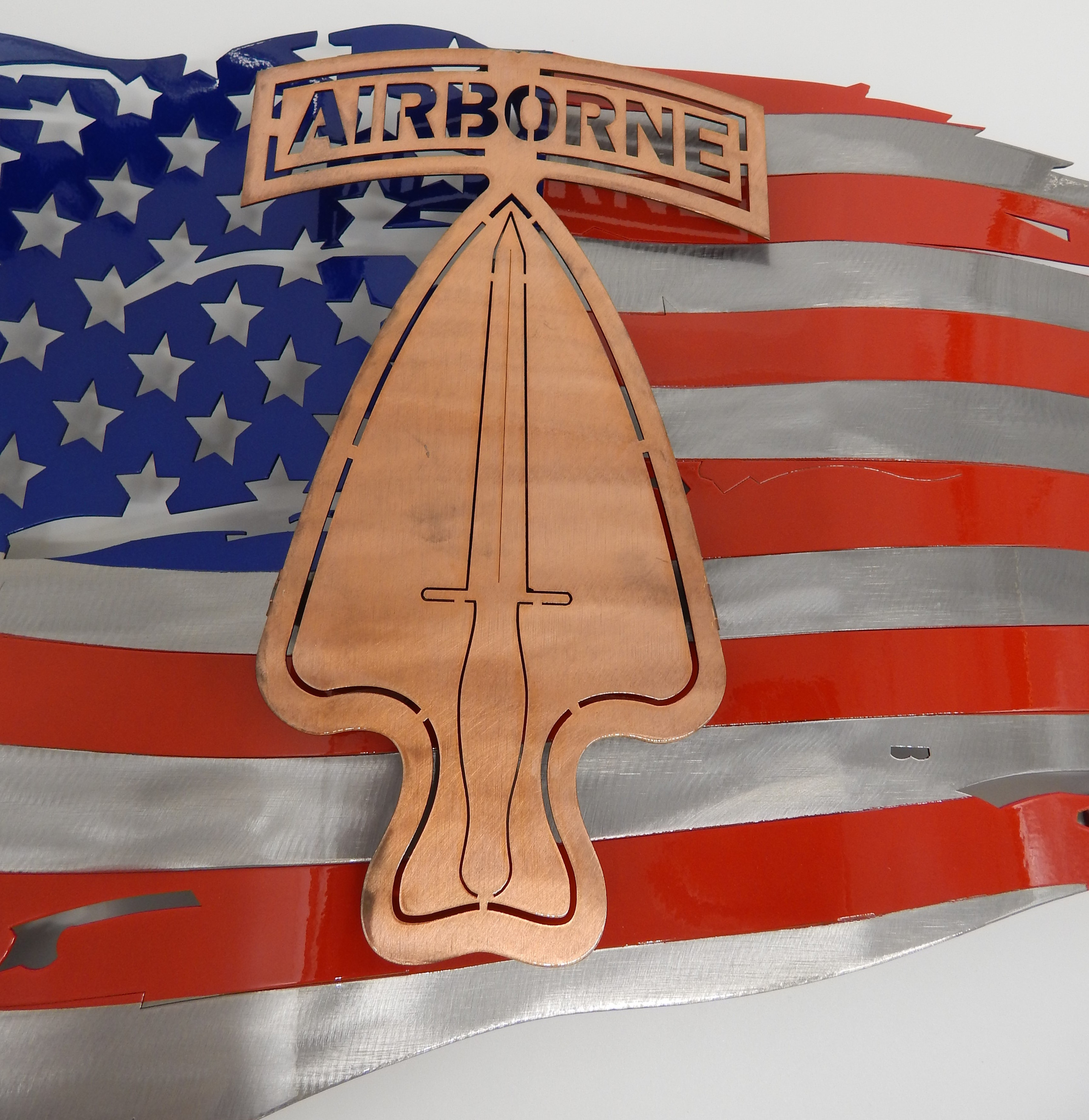 24" x 14" Painted USASOC Battle Worn Flag - Metal Worx Inc