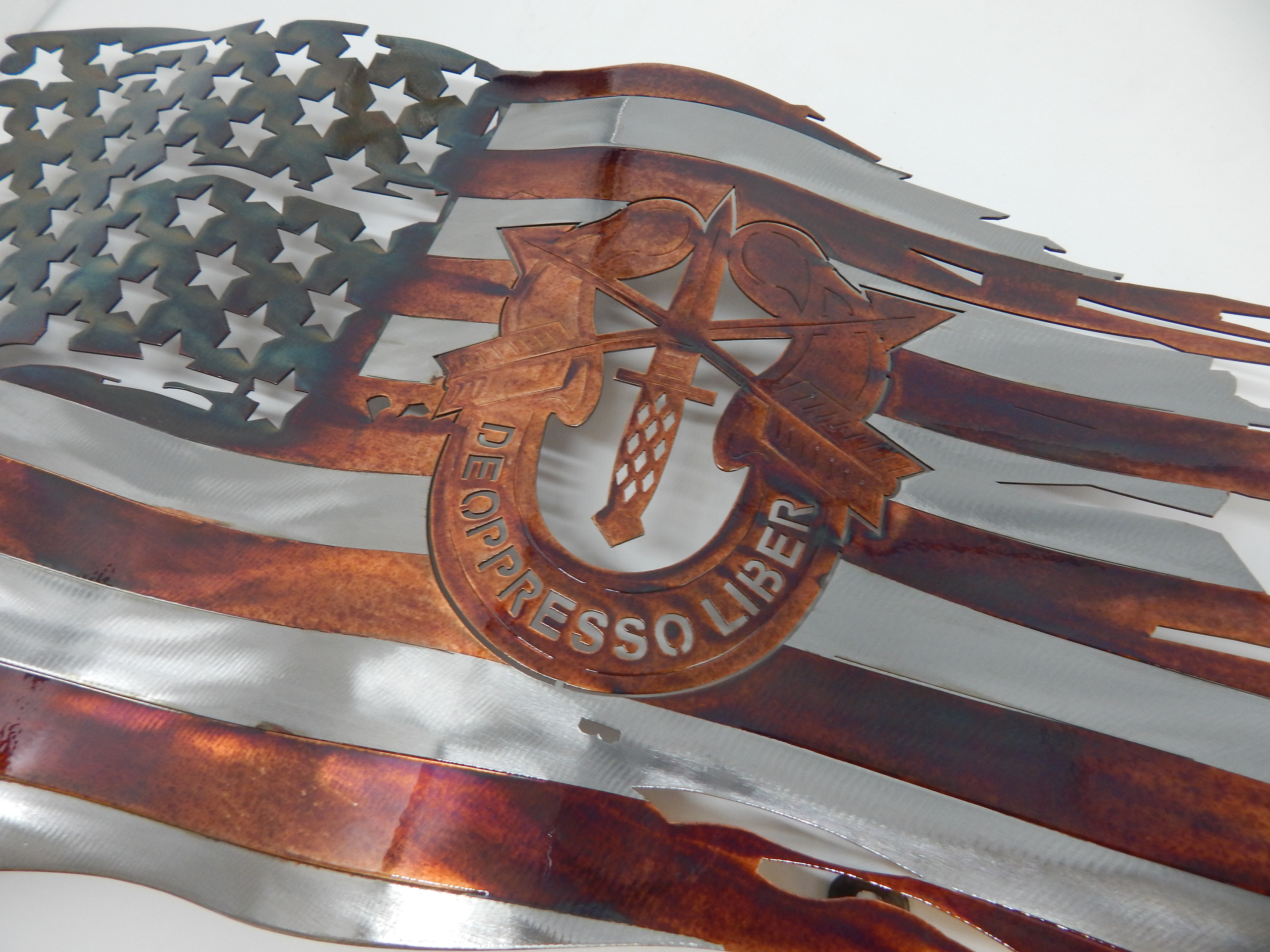 Laser & Custom Made Battle Worn Flag Art | Metal Worx