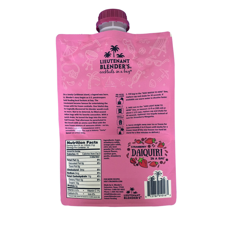 Strawberry Daiquiri in a Bag® - Lieutenant Blender's Cocktails Mixes