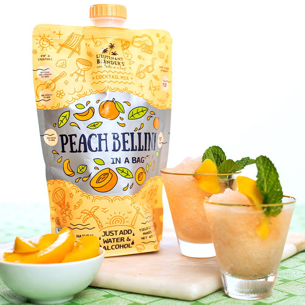 Peach Bellini delizioso mocktail! - Lieutenant Blender's Cocktails Mixes