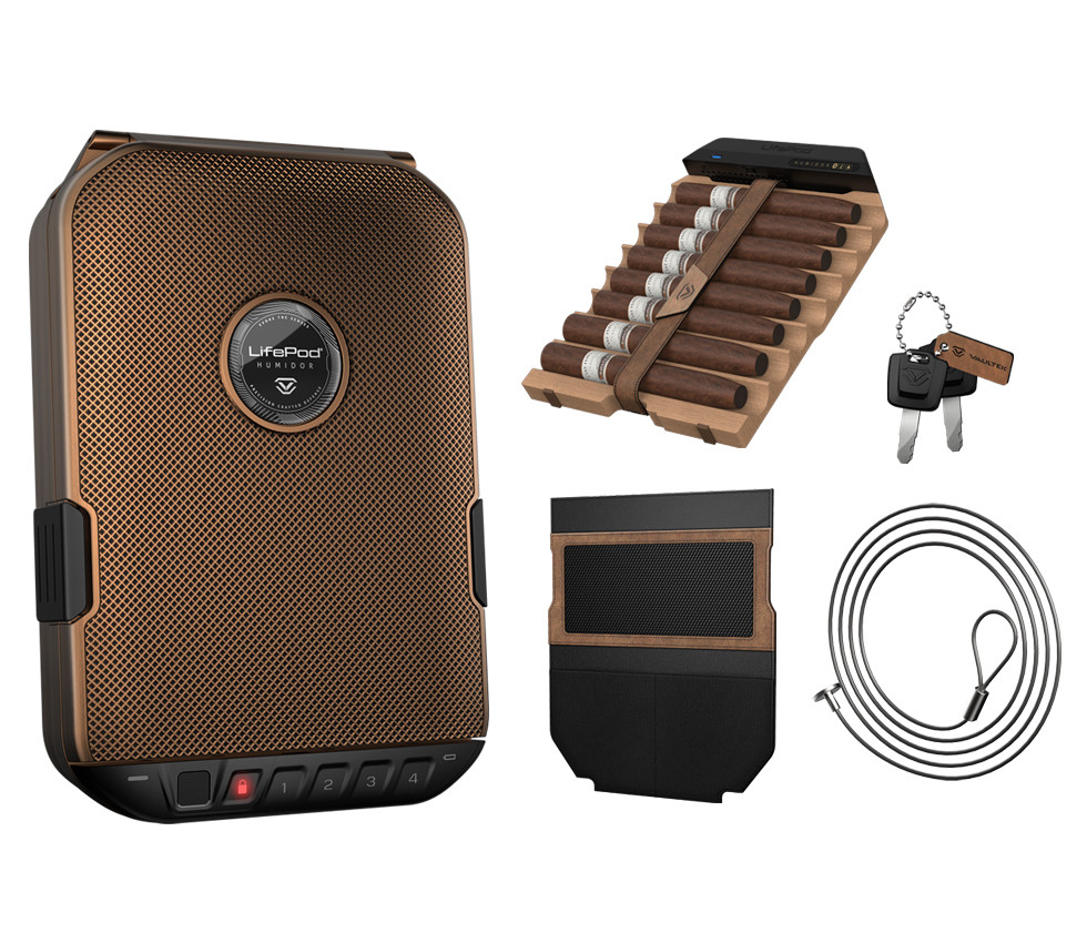 VAULTEK LifePod Humidor 2.0 Biometric Bluetooth Lock Box - Antique Bronze