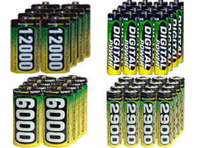 16 AA (2900 mAh) + 16 AAA (1200 mAh) + 8 C (6000 mAh) + 8 D (12000 mAh ...