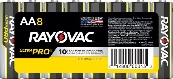 AA Rayovac Ultra Pro Alkaline Battery - ALAA-8 (8 Pack)