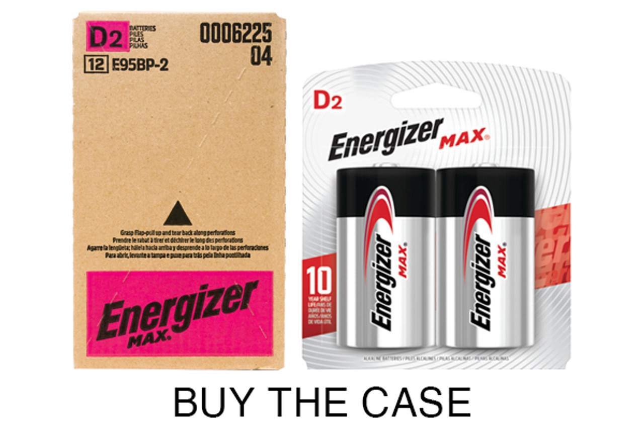 D Energizer MAX E95BP-2 Alkaline Batteries (2 Card)