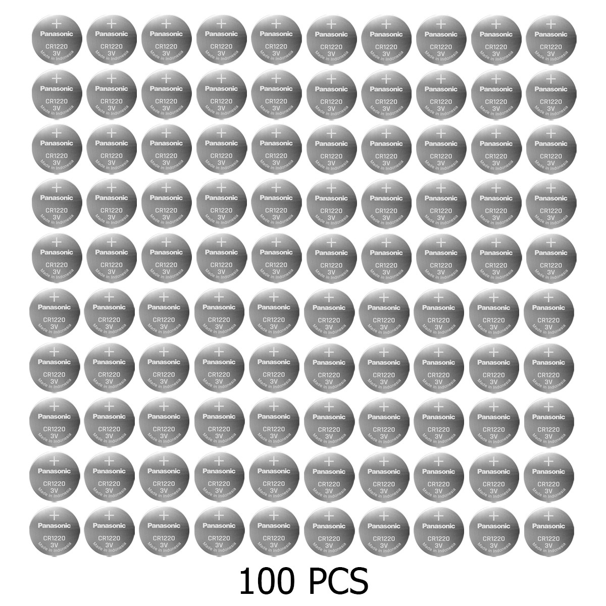 100-Pack Panasonic CR1220 3 Volt Lithium Coin Cell Batteries