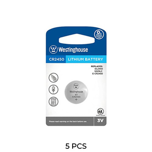5-Pack CR2450 Westinghouse 3 Volt Lithium Coin Cell Batteries