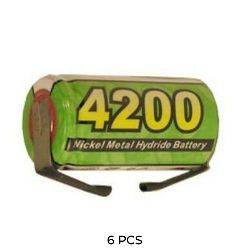 6-Pack Sub C Powerizer NiMH Batteries with Tabs (4200 mAh)