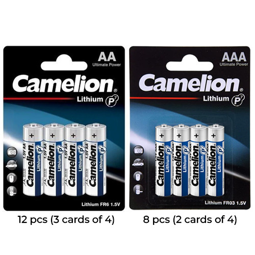 12 AA + 8 AAA Camelion Lithium Battery Combo (L91 + L92 Replacement)