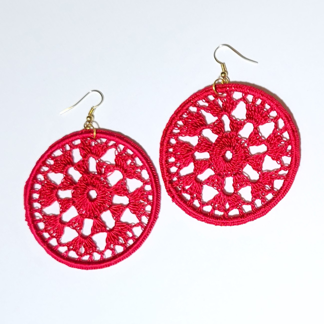 Raspberry Crocheted Earrings - The Silk Road Fair Trade Market