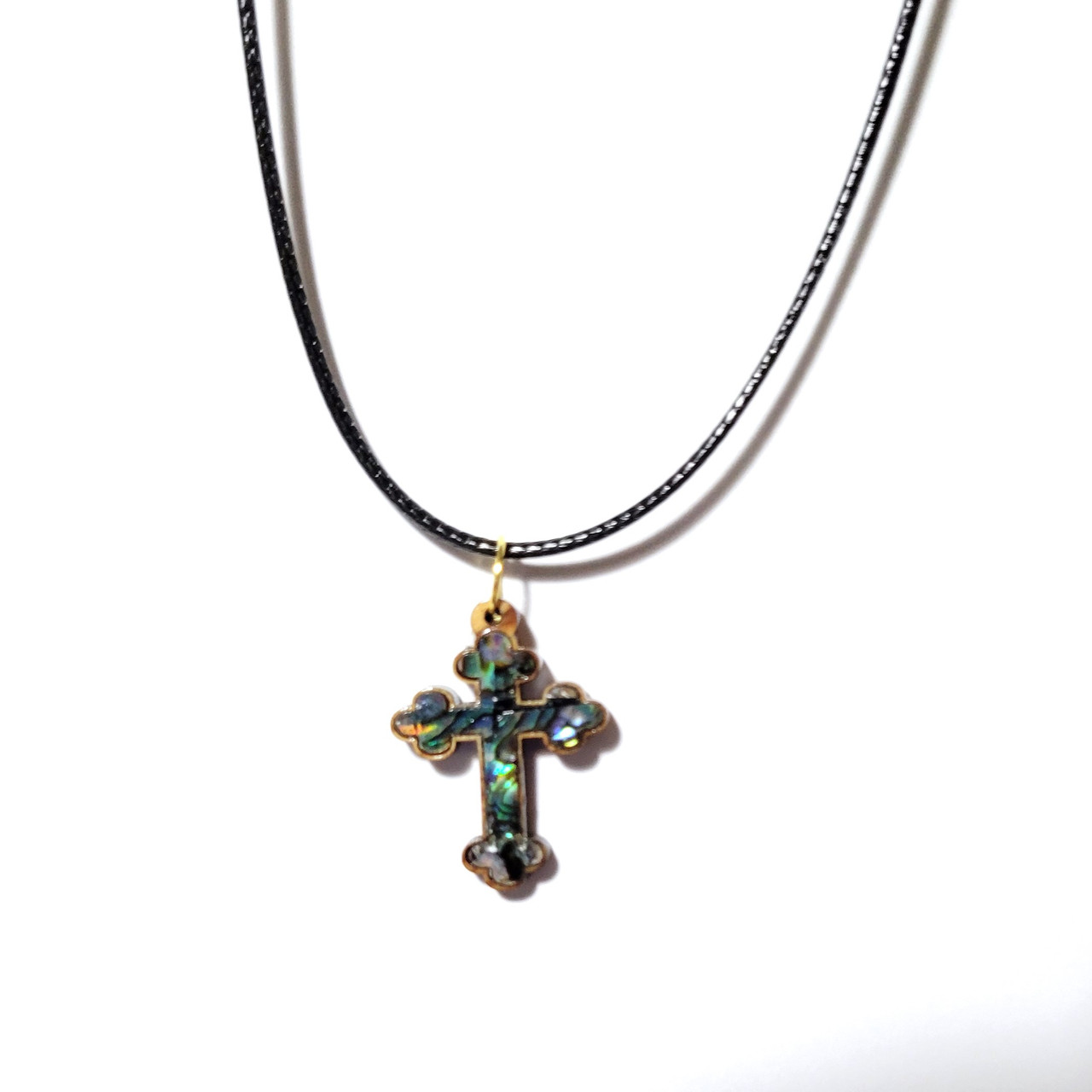 Bottoni Cross Abalone and Olive Wood Pendant from West Bank - The Silk ...