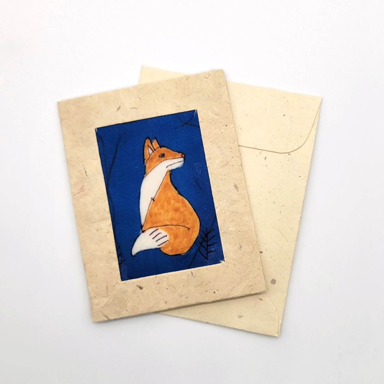 Batik Fox Mini Card from Nepal - The Silk Road Fair Trade Market