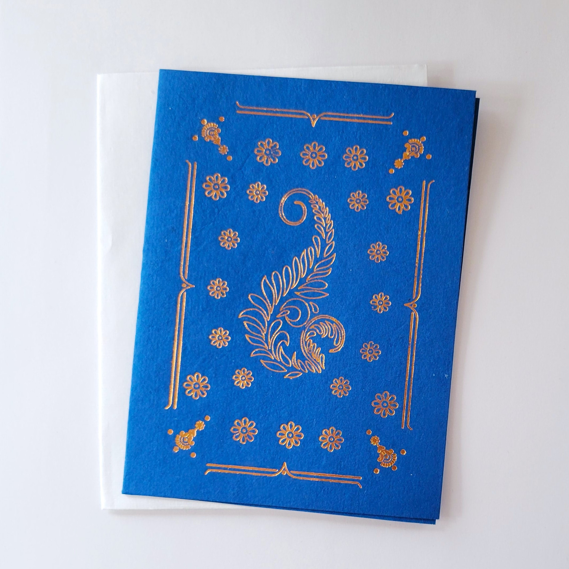 Burgundy Foiled Peacock Card from India - The Silk Road Fair Trade Market