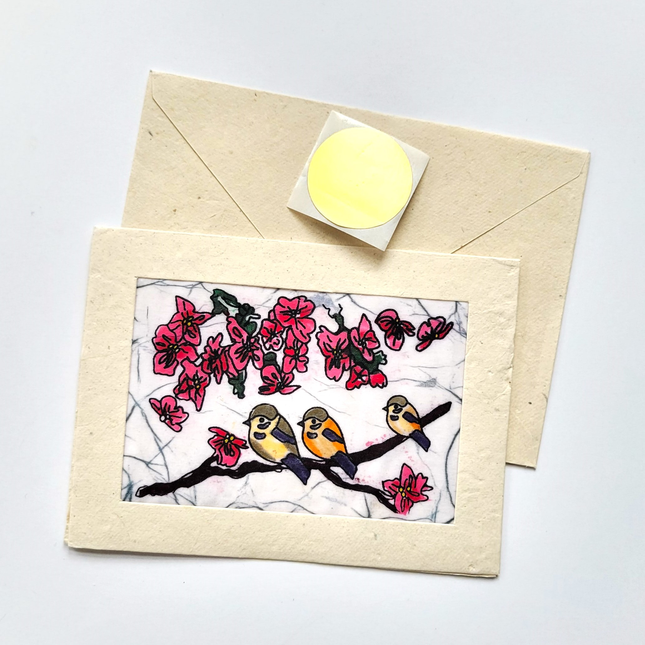 Batik Pink Altitude Flower Note Card from Nepal - The Silk Road Fair ...