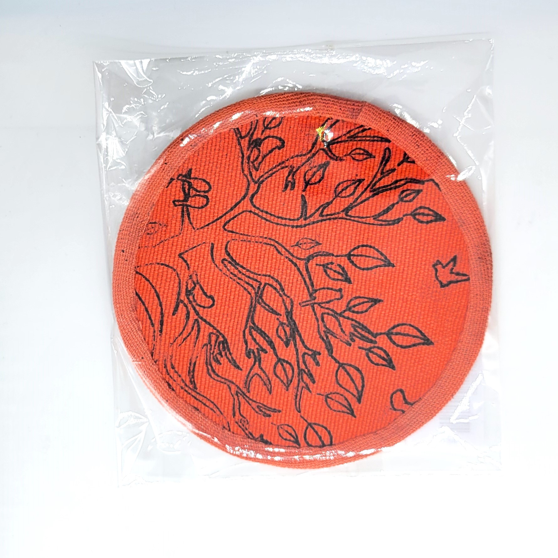 Orange Blockprint Cotton Coaster from Nepal - The Silk Road Fair Trade ...