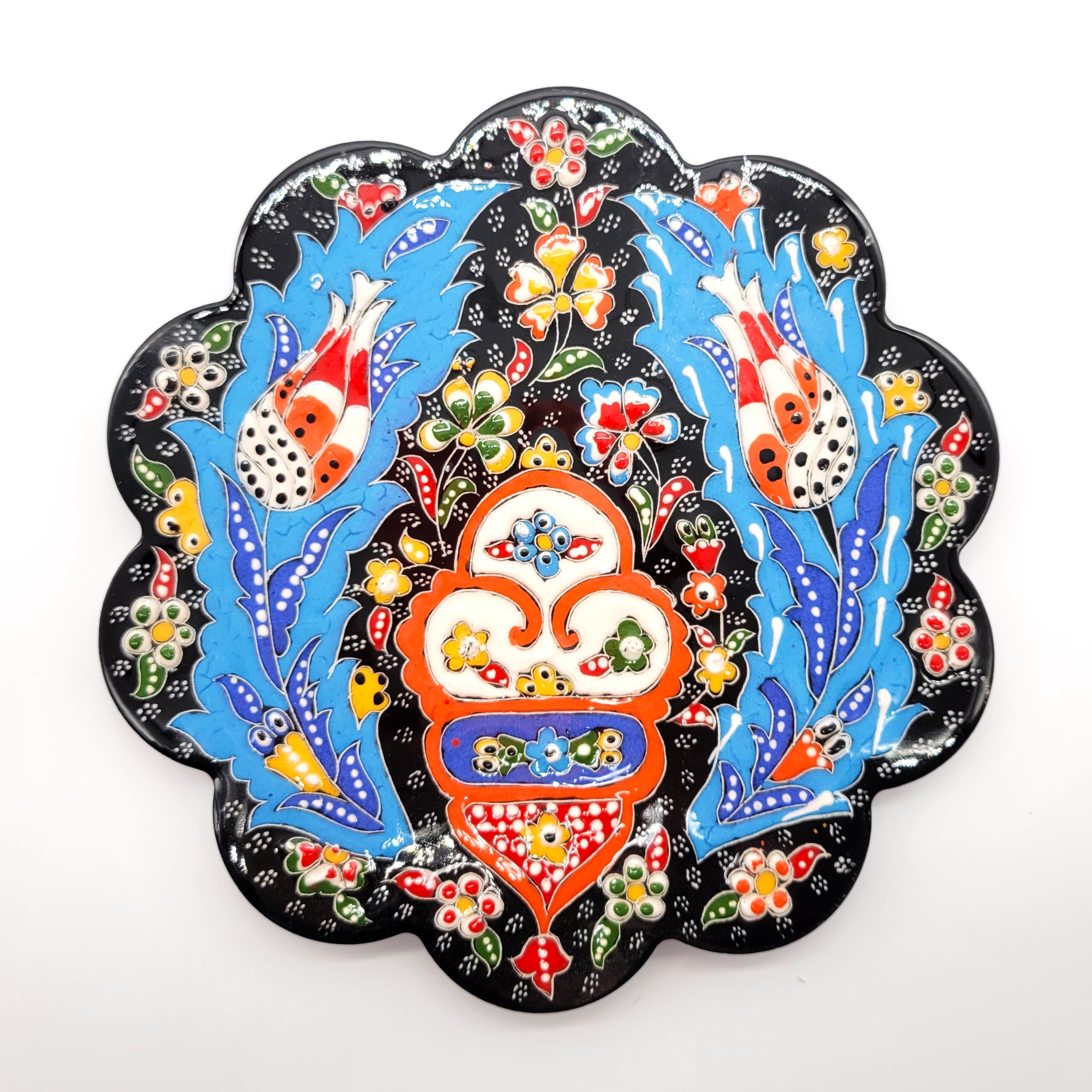 Black and Blue Hand Painted Ceramic Trivet from Turkey - The Silk Road ...