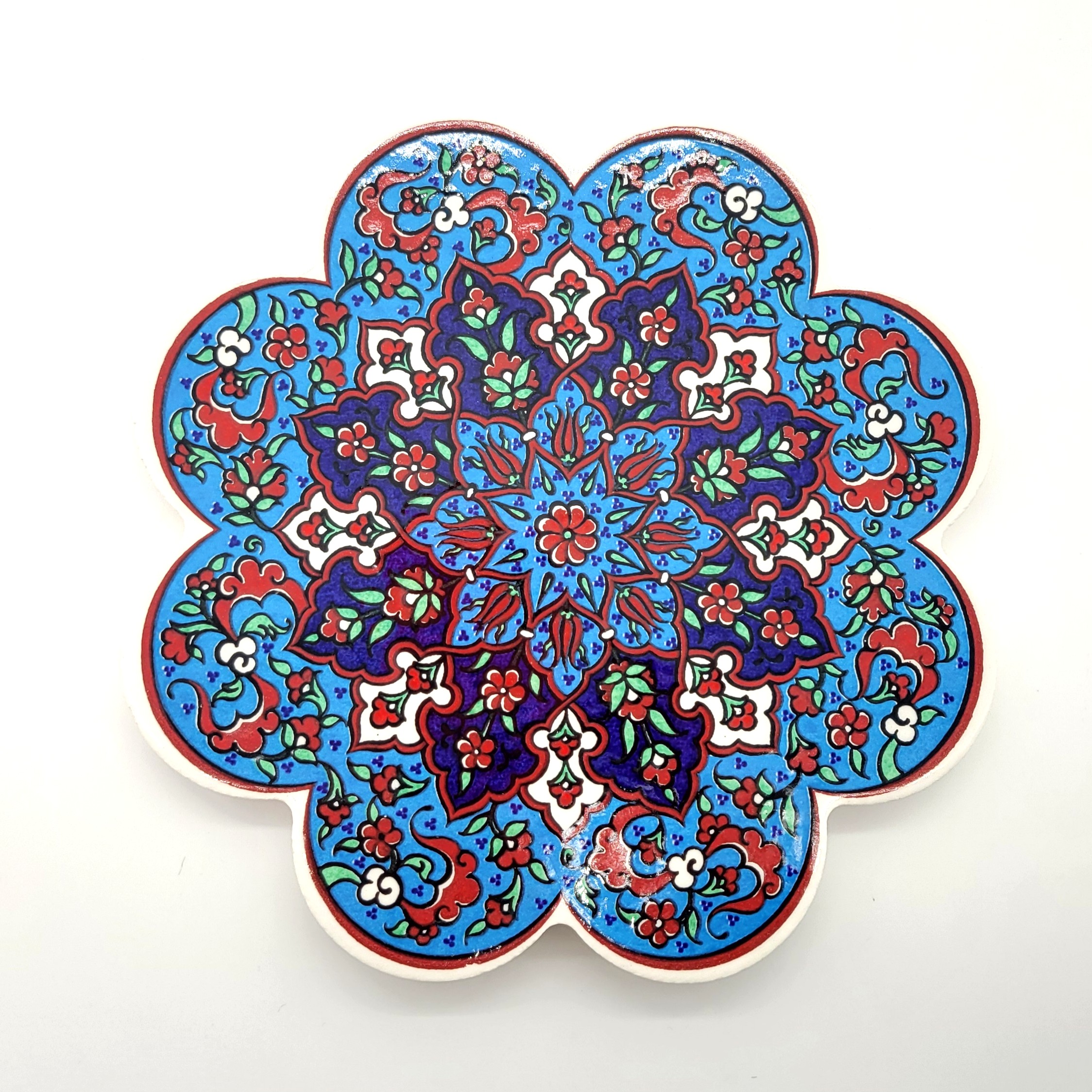 Turquoise and Navy Stoneware Trivet from Turkey - The Silk Road Fair ...