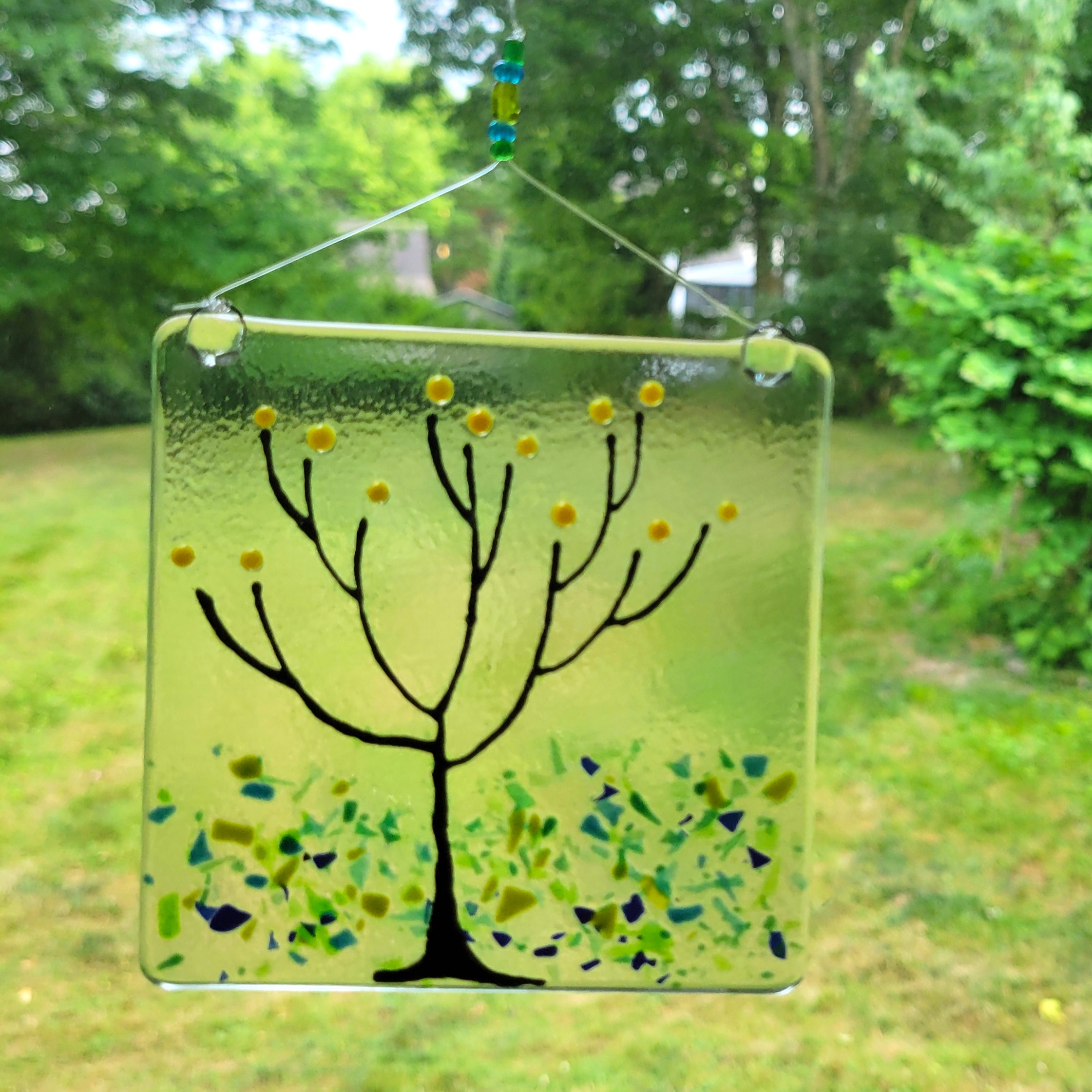 Glass Tree Suncatcher in Spring Tones from Chile - The Silk Road Fair ...