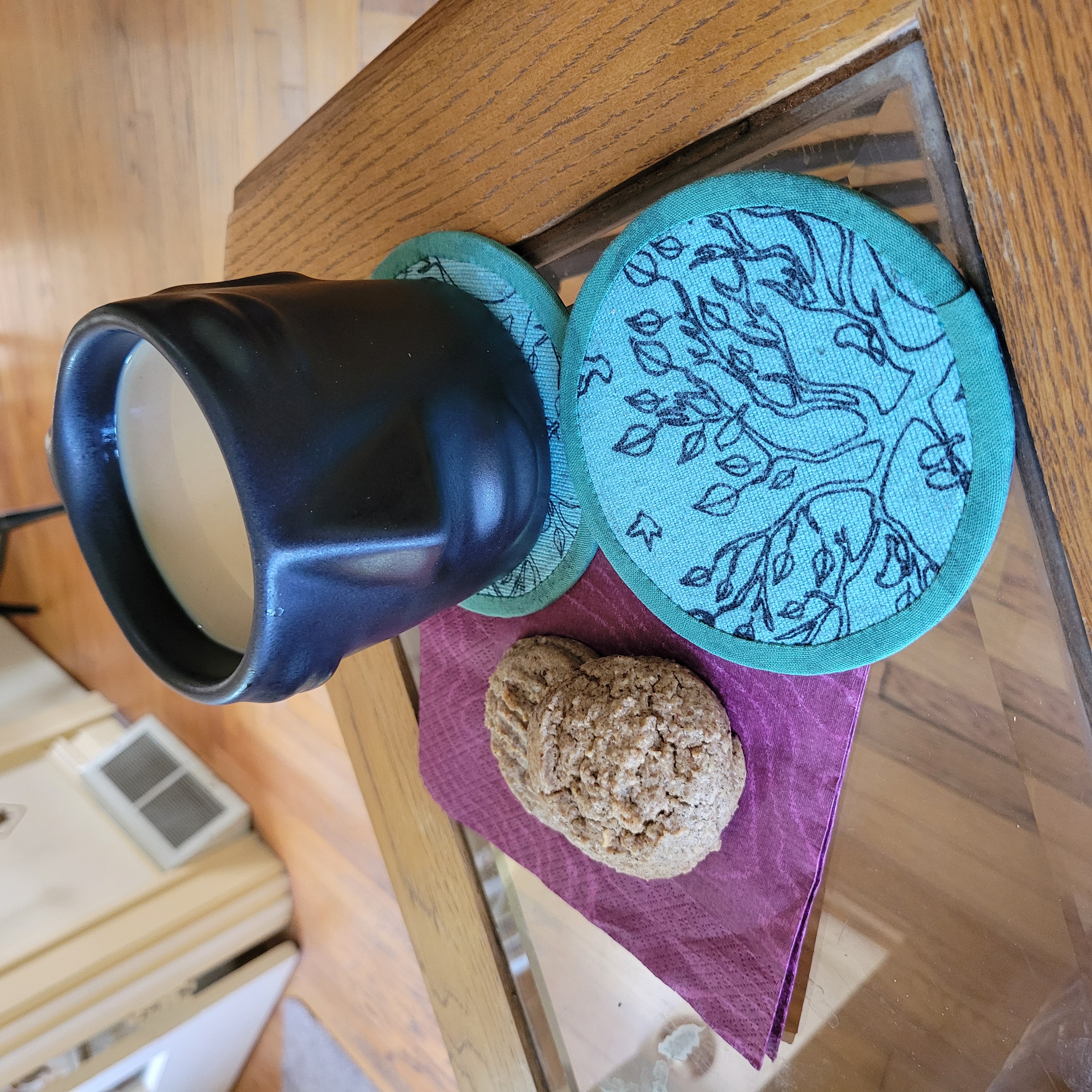 Sage Blockprint Cotton Coaster from Nepal - The Silk Road Fair Trade Market