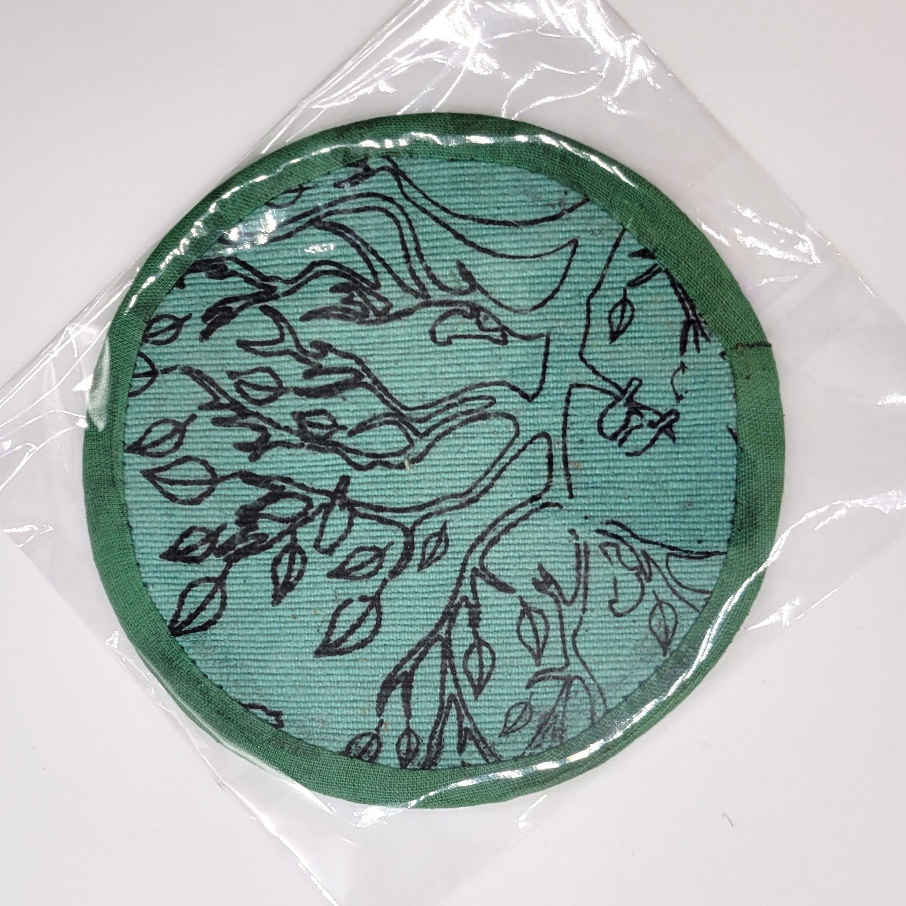Sage Blockprint Cotton Coaster from Nepal - The Silk Road Fair Trade Market
