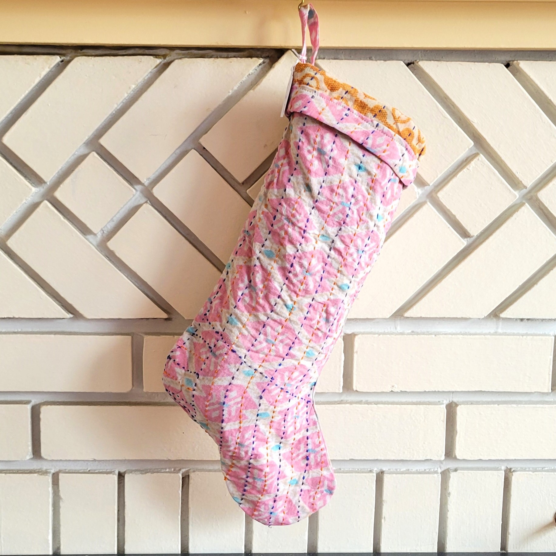 Pink Kantha Christmas Stocking From Bangladesh The Silk Road Fair