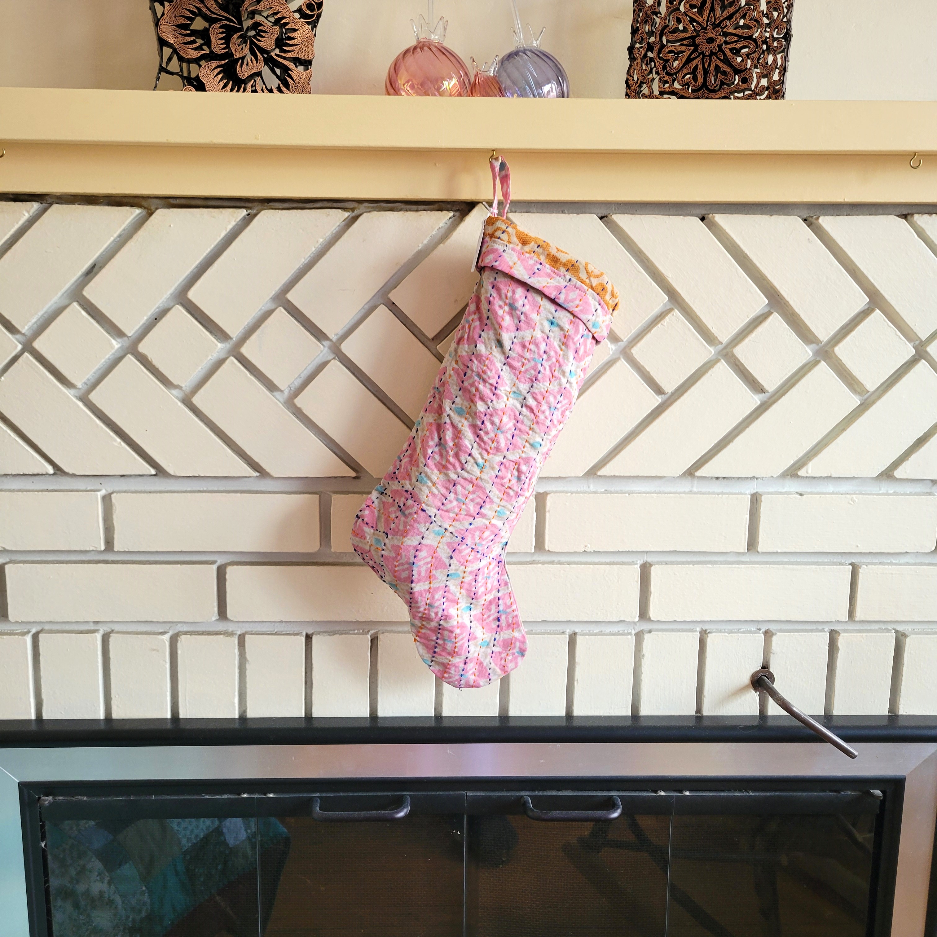 Pink Kantha Christmas Stocking From Bangladesh The Silk Road Fair