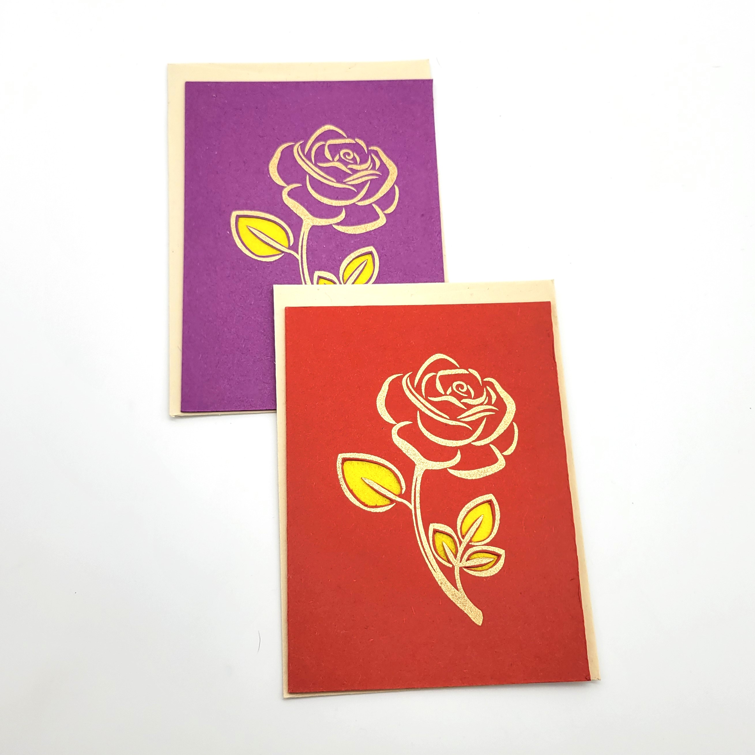 Rose Blossom Block Print Card Set from Bangladesh - The Silk Road Fair ...