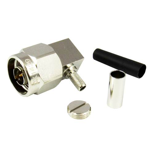 CX1429 N Male R Angle Connector for RG142 Cable Brass - Centric RF