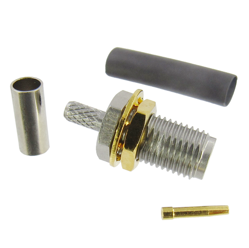 CX3178 SMA Female Bulkhead Connector RG316DS S Steel Crimp Solder