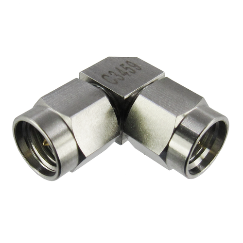 C3459 Internally Swept SMA Right Angle Adapter Male to Male 18Ghz VSWR 1.25
