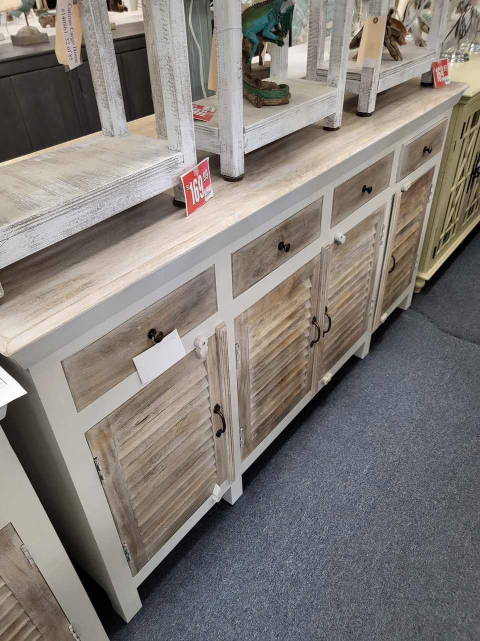 Sideboard Tan/White 4 Door SF-02B-69 - Curious Cargo Home Decor