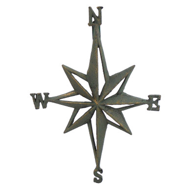 CAST IRON COMPASS STAR PLAQUE 71912-2 - Curious Cargo Home Decor