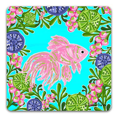 Pink Fish Coaster TG128-122 - Curious Cargo Home Decor