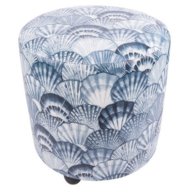 STOOL BLUE SHELLS W-9838-105 - Curious Cargo Home Decor