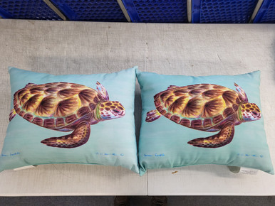 Green Sea Turtle Outdoor Pillow- TEAL - Set of 2 - NC044C-50 - Curious ...