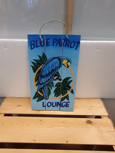 Blue Parrot Lounge Sign N-1233-BPRT-37 - Curious Cargo Home Decor