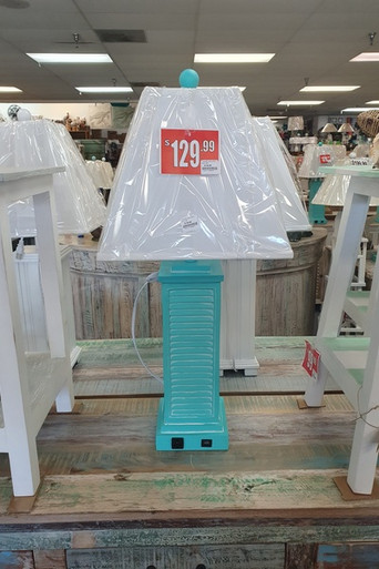 Turquoise Shutter Lamp w/USB ESLLT-69