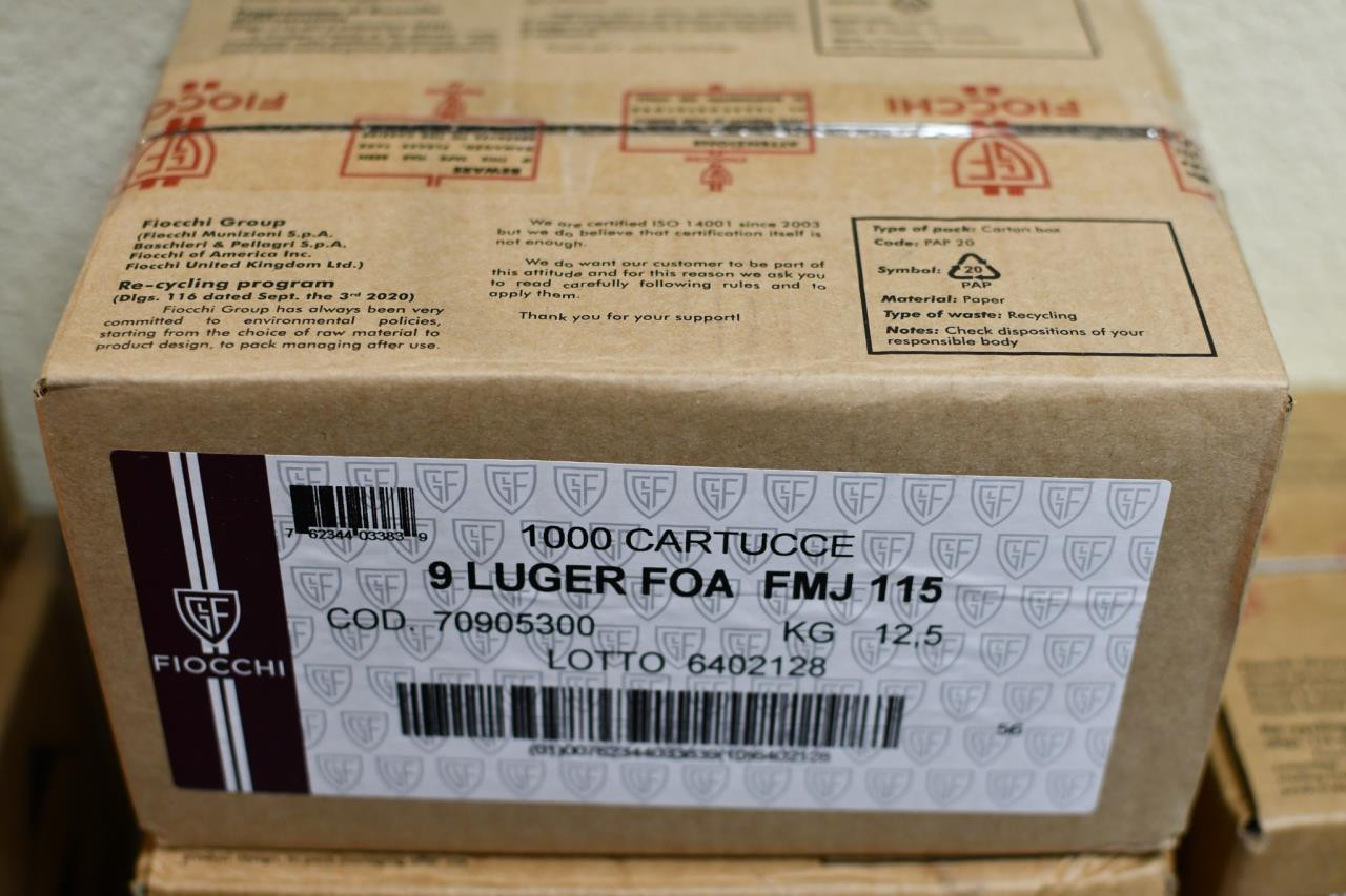 Fiocchi 9AP Range Dynamics 9mm Luger 115 gr Full Metal Jacket 1000rd ...