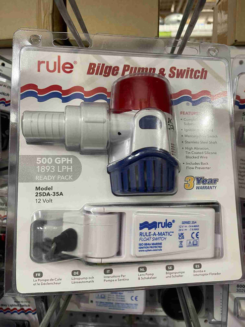 Rule 25DA-35A 500 GPH 12V Pump w/Switch #35