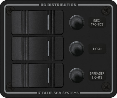 Blue Sea Water Resistant Circuit Breaker Panel - Black - Trotac Marine